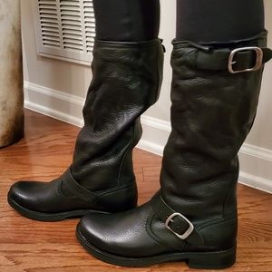 Frye | Shoes | Frye Veronica Slouch Black Motorcycle Boots | Poshmark